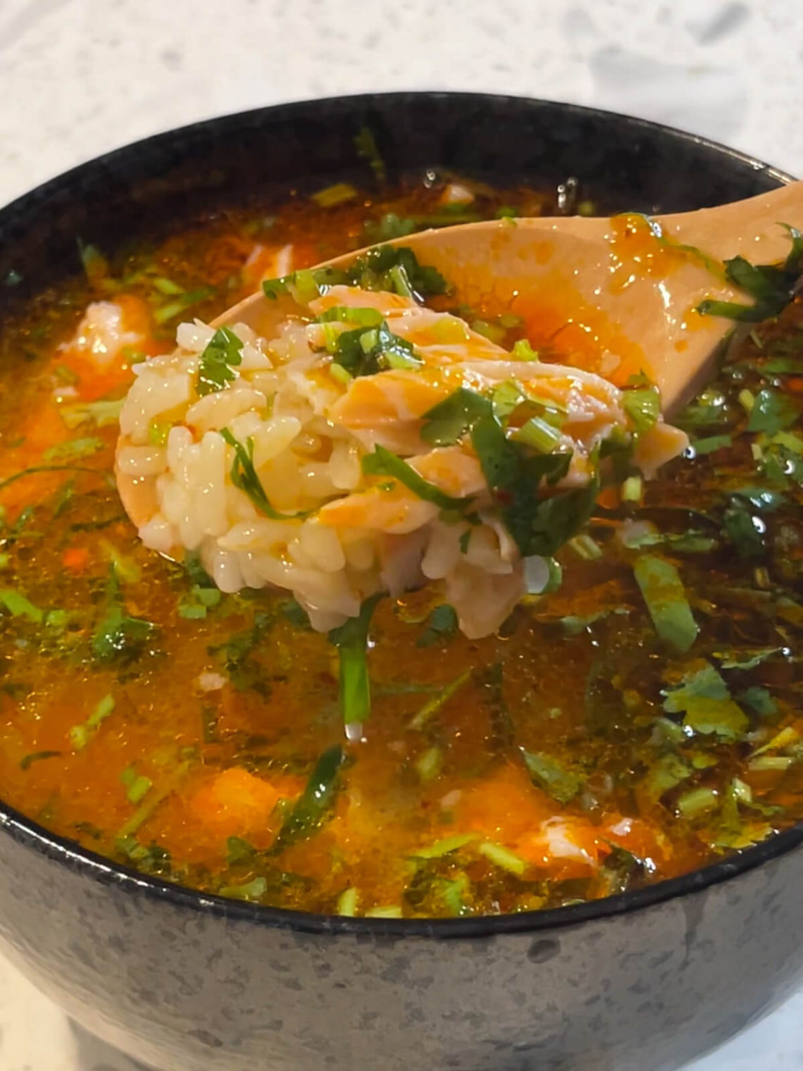 Salmon and Rice Soup - Jasmine and Tea